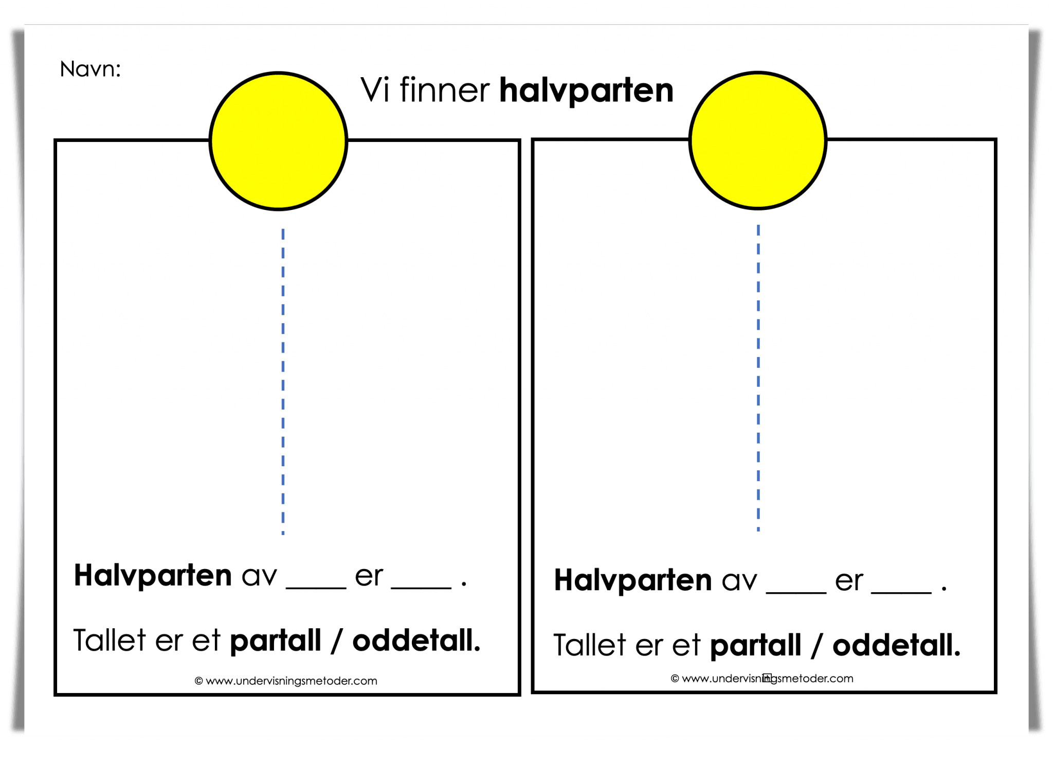 Uteskole: Halvering (og dobling), oddetall og partall ...