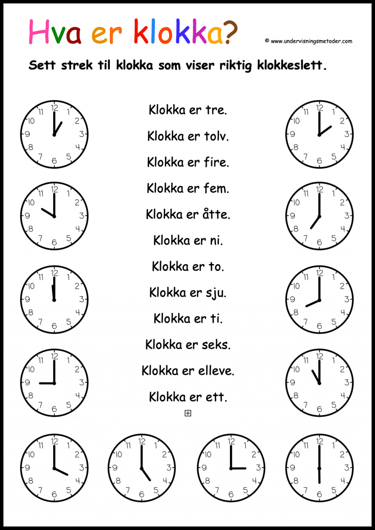 Klokka - UNDERVISNINGSMETODER