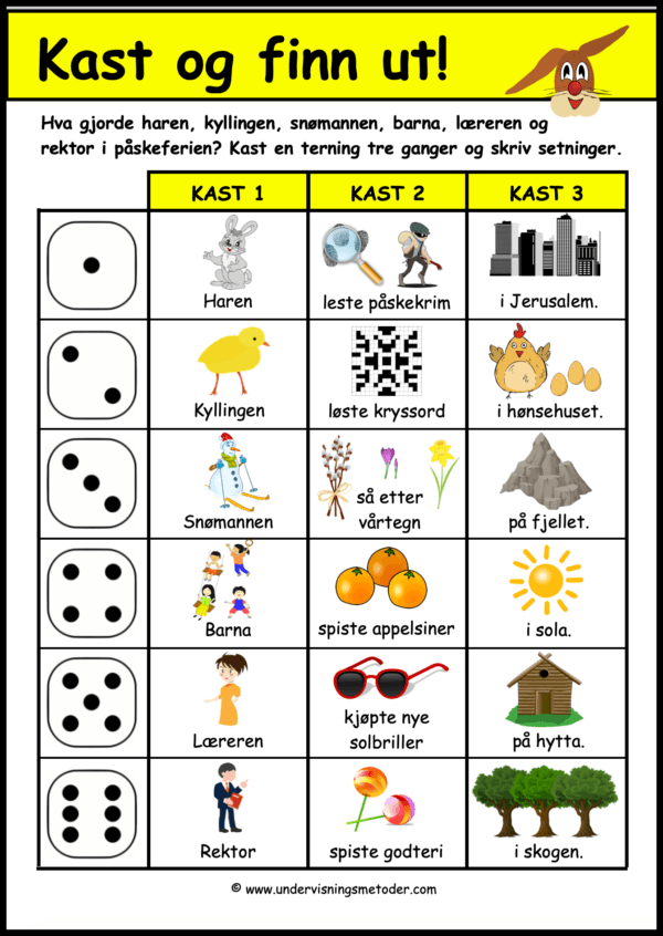 VÅR/PÅSKE: Kalender, hentediktat, kryssord, silhuetter, bokstavhus ...