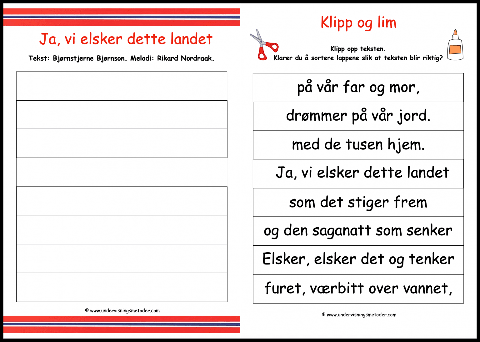 17.MAI: 17.mai-sanger, hentediktat, letekryss, kategorisering av ord, tallrekker, skriveoppgave ...