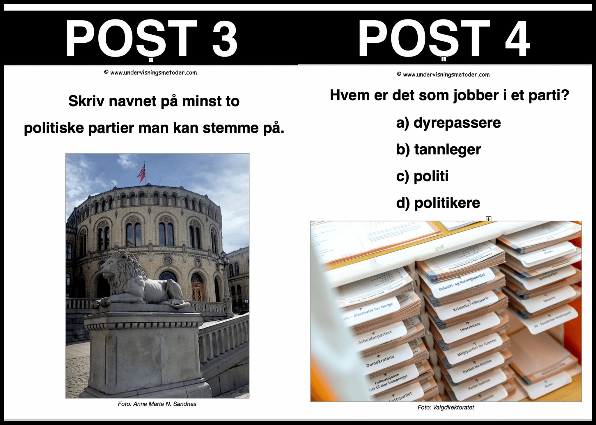 Valg og demokrati - UNDERVISNINGSMETODER