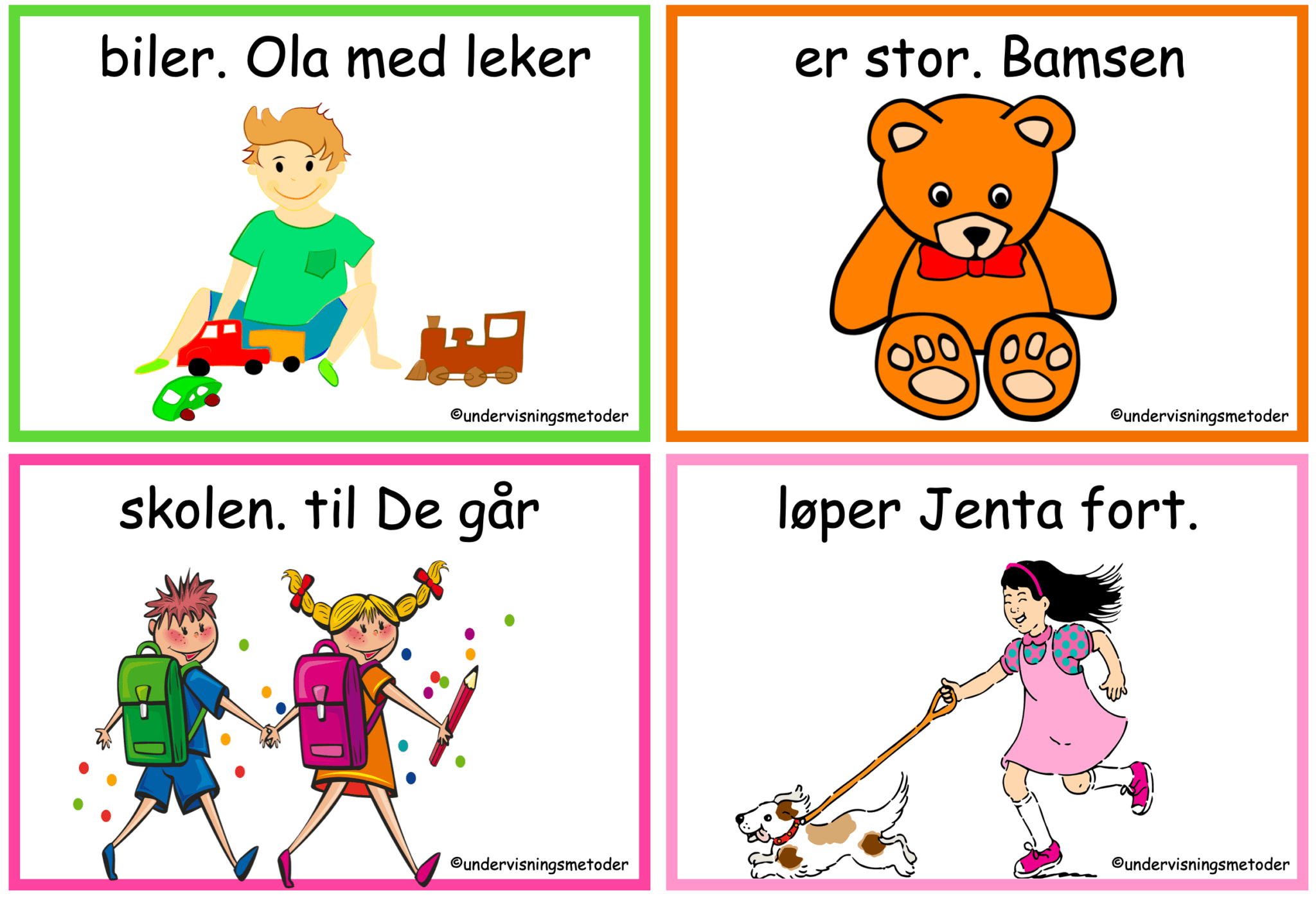 48 BILDEKORT: Øv på å skrive setninger - UNDERVISNINGSMETODER