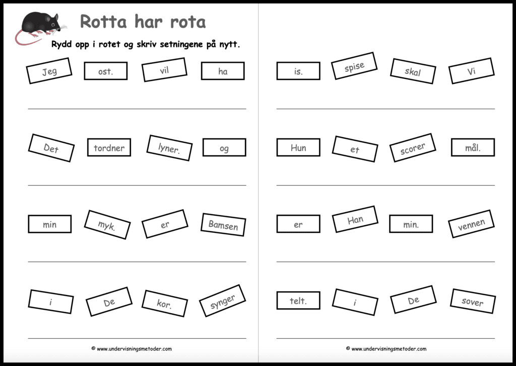 Setninger - UNDERVISNINGSMETODER