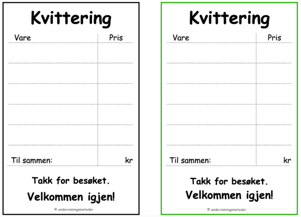 Butikk og penger - UNDERVISNINGSMETODER
