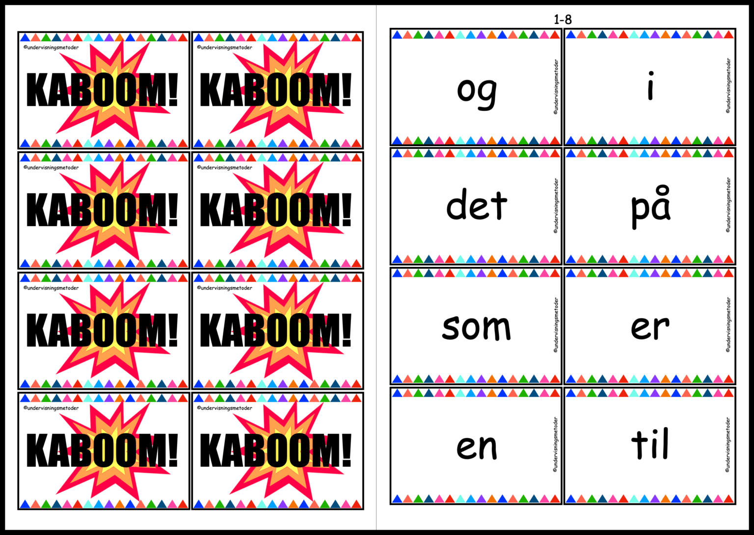 HØYFREKVENTE ORD: oversikt, powerpoint, ordkjeder, kaboom, uteskole ...