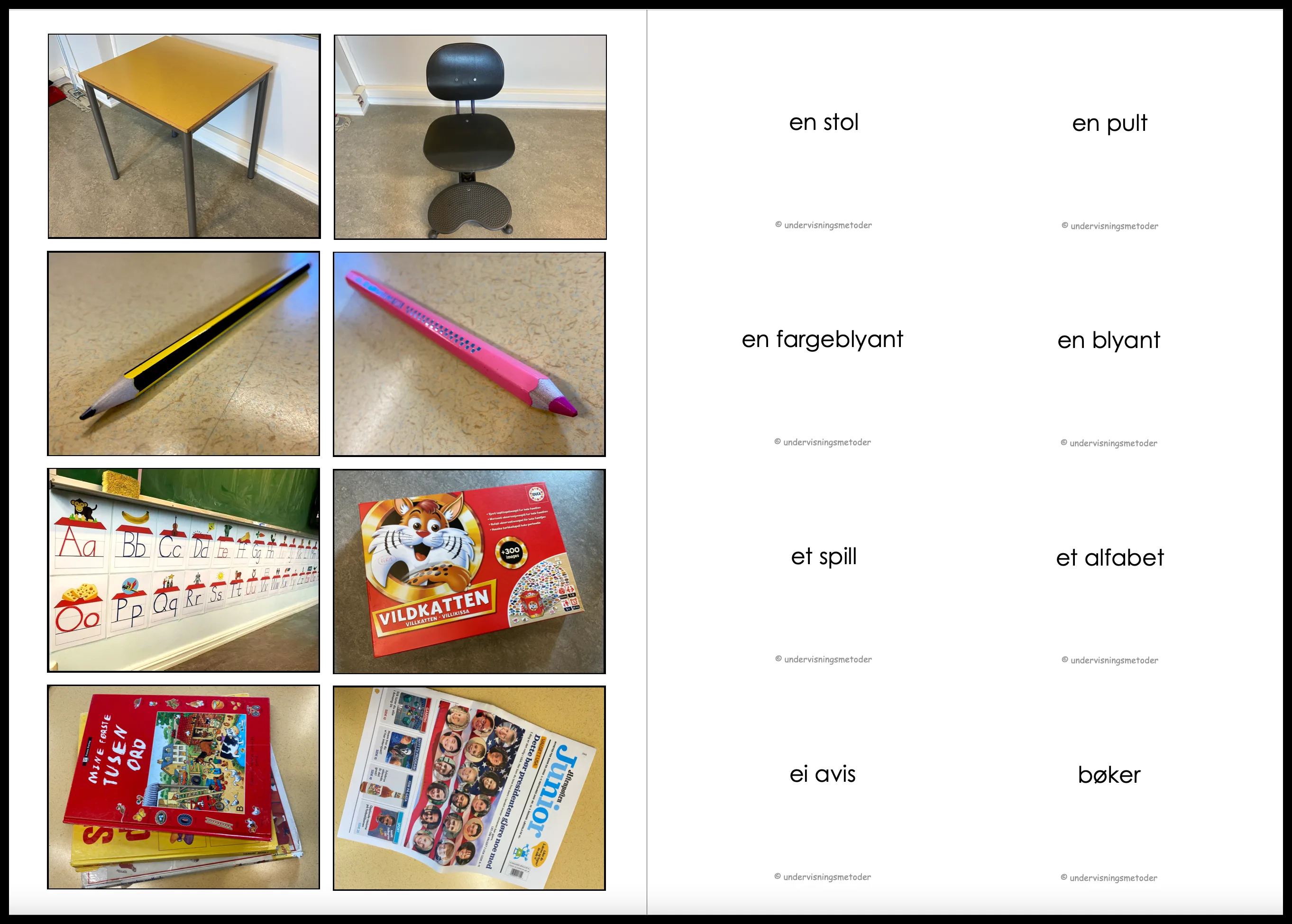 Vokabular Bildekort Nettbutikk Undervisningsopplegg
