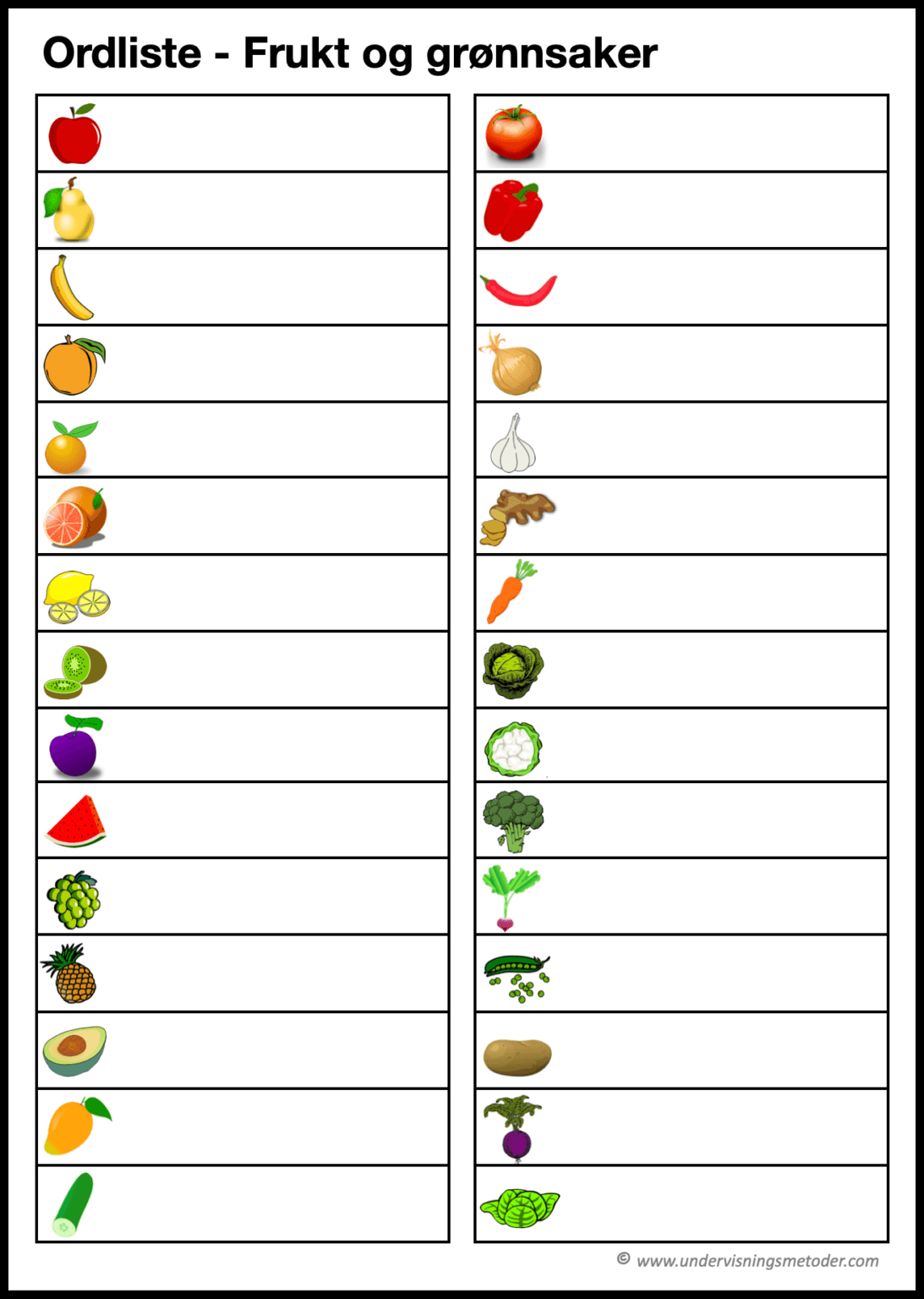 Frukt og grønnsaker - UNDERVISNINGSMETODER