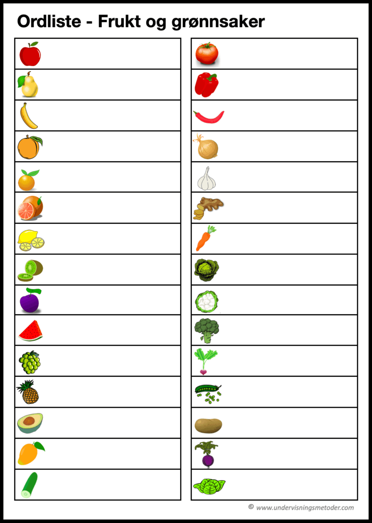 Frukt og grønnsaker - UNDERVISNINGSMETODER