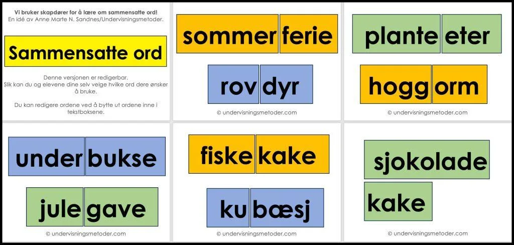 Sammensatte ord - UNDERVISNINGSMETODER