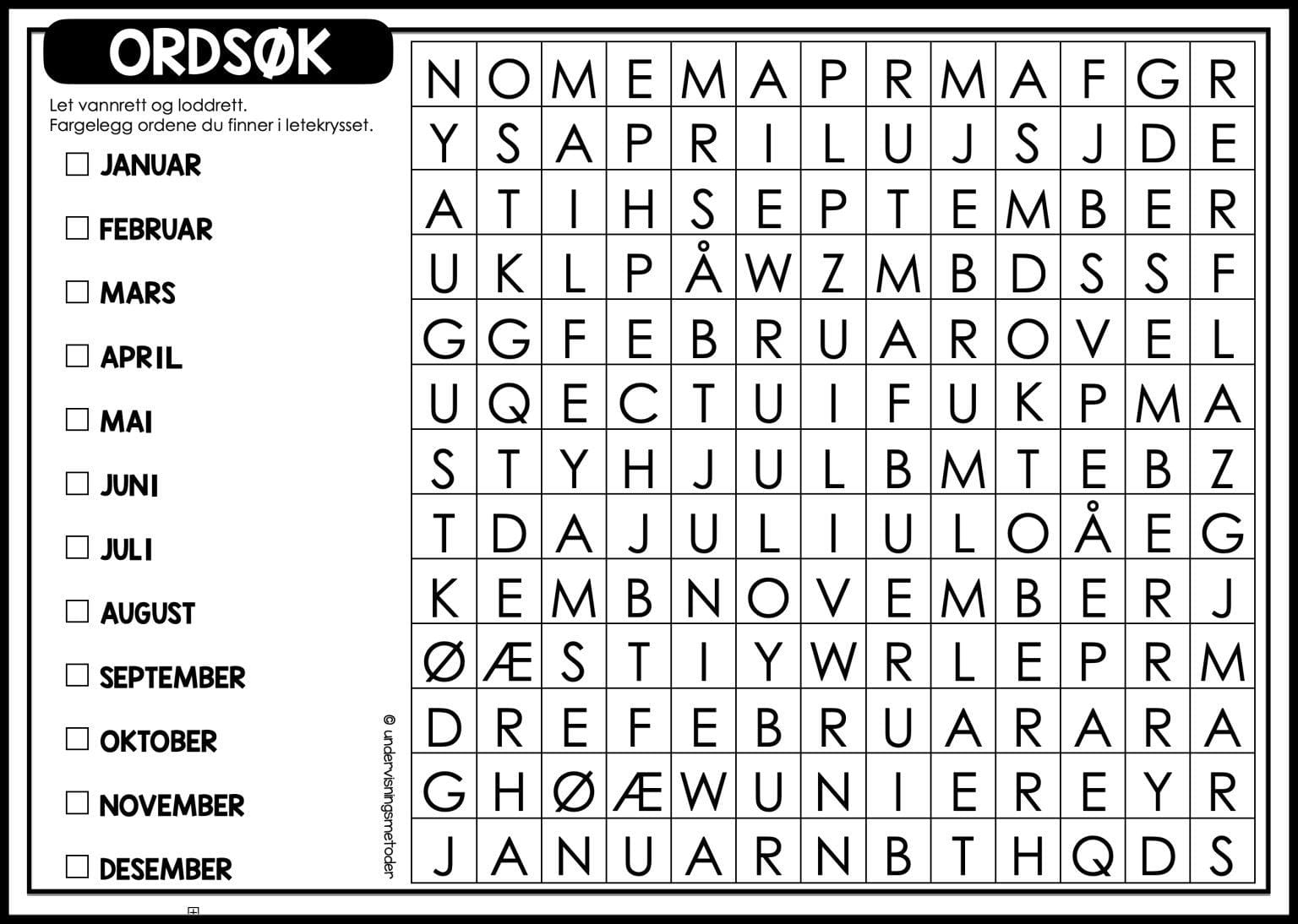 VÅR/PÅSKE: Kalender, hentediktat, kryssord, silhuetter, bokstavhus ...