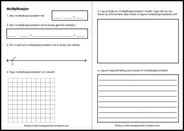 Multiplikasjon - UNDERVISNINGSMETODER