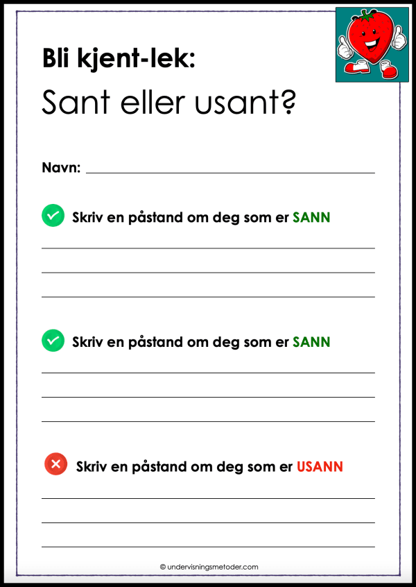 Bli kjent -leker, spill og aktiviteter - UNDERVISNINGSMETODER