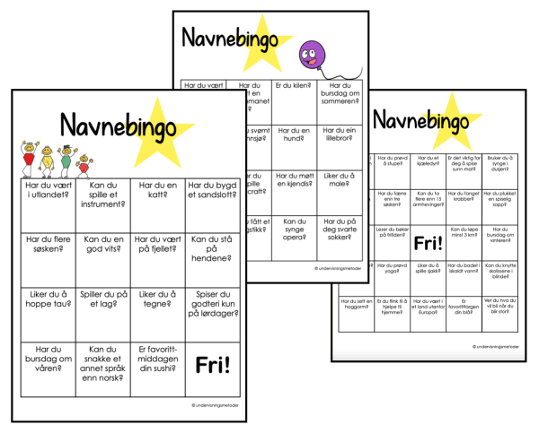 Bli kjent -leker, spill og aktiviteter - UNDERVISNINGSMETODER