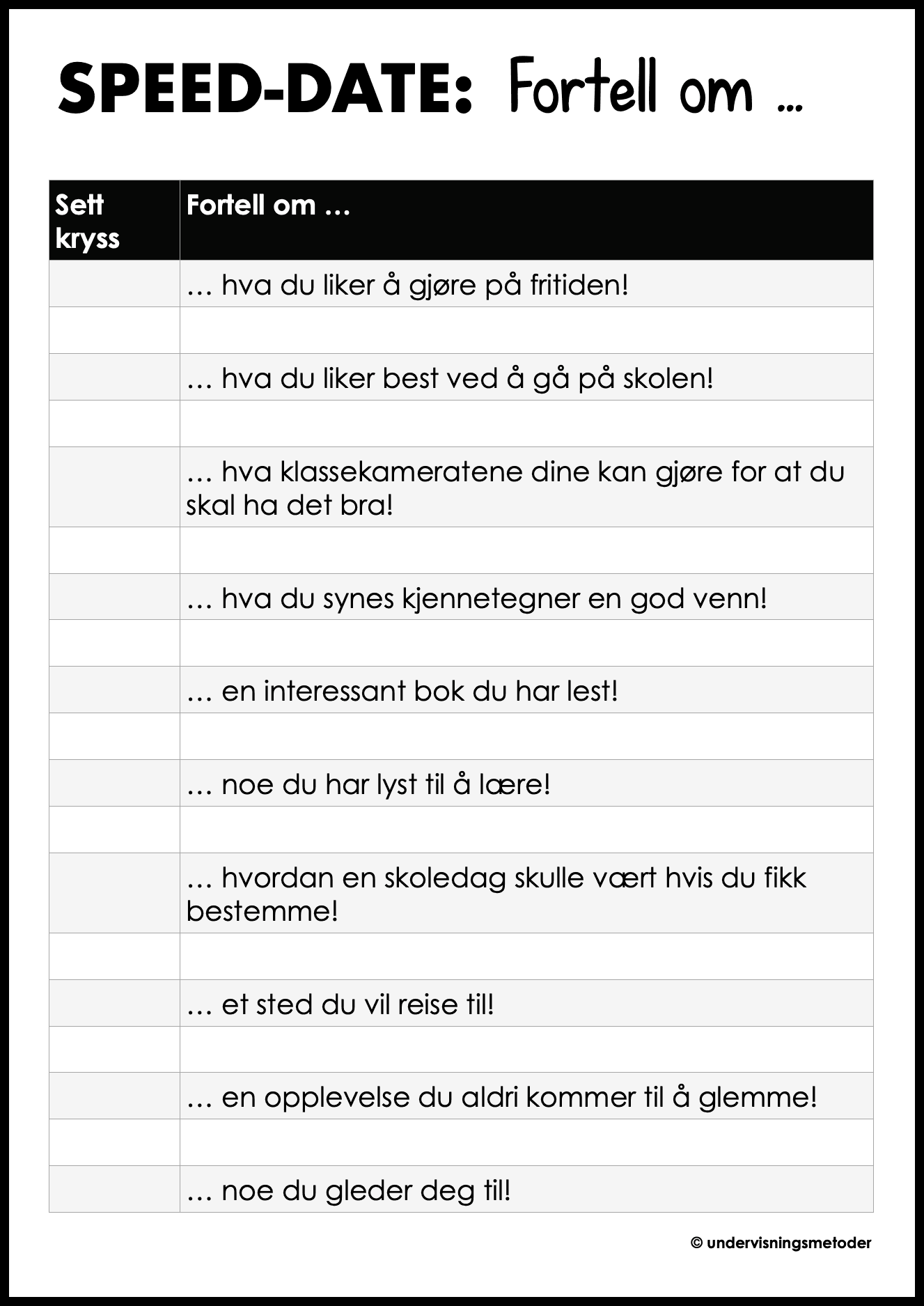 Bli kjent -leker, spill og aktiviteter - UNDERVISNINGSMETODER